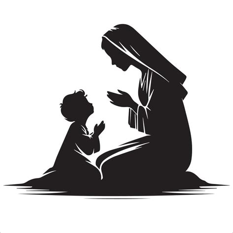 Virgin Mary And The Son Silhouette 43053825 Vector Art At Vecteezy