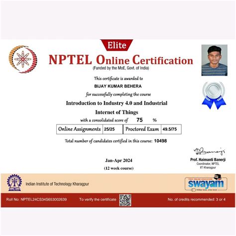 Bijay Kumar Behera On Linkedin Nptel Certification Internetofthings