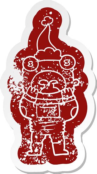 산타 모자를 쓰고 놀람에 헐떡이는 외계인의 기발한 만화 아이콘 경외감에 대한 스톡 벡터 아트 및 기타 이미지 경외감 귀여운 기이함 Istock