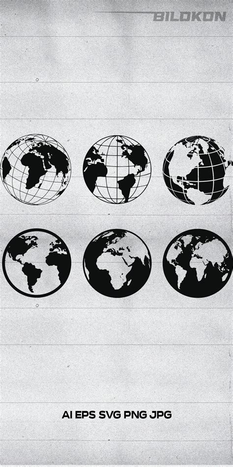 Earth Globe Vector Icons Set SVG Vector