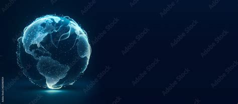 Global Network Concept World Map Point Global Network Planet Earth Line Composition