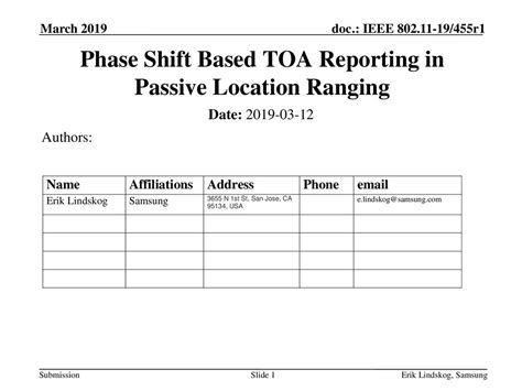 Phase Shift Based Toa Reporting In Passive Location Ranging Ppt Download