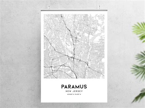 Paramus Map Print Paramus Map Poster Wall Art Nj City Map Etsy