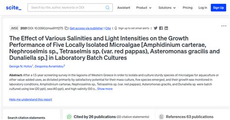 The Effect Of Various Salinities And Light Intensities On The Growth Performance Of Five Locally