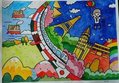 苗绘梦想共同成长绘画奋勇拼搏追逐梦想绘画儿童绘画我的梦想大山谷图库