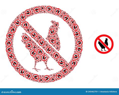 no chicken recursive collage of no chicken items stock vector