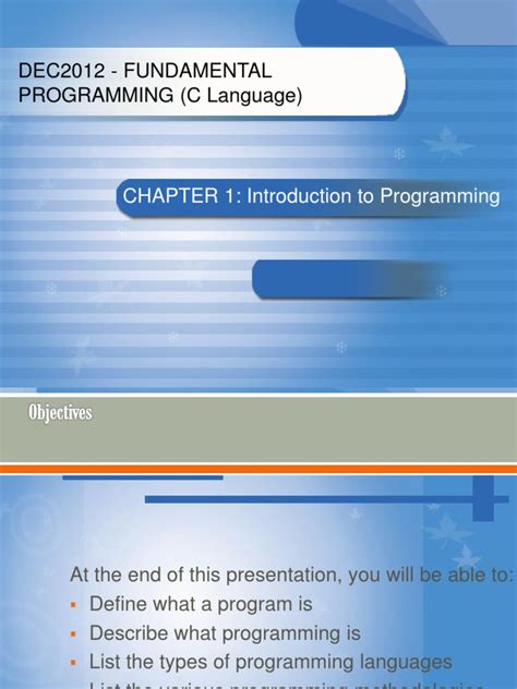 Dec2012 Fundamental Programming C Language Chapter 1 Introduction To Programming Pdf
