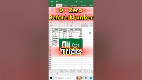 Zero Before Number In Excel Excel Exceltips Exceltricks Youtube