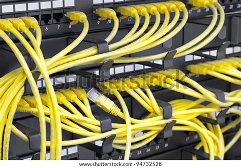 Patch Panel Server Rack Yellow Cords Stock Photo Edit Now