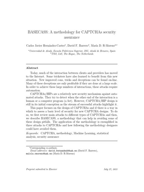 basecass a methodology for captchas security assurance pdf computing