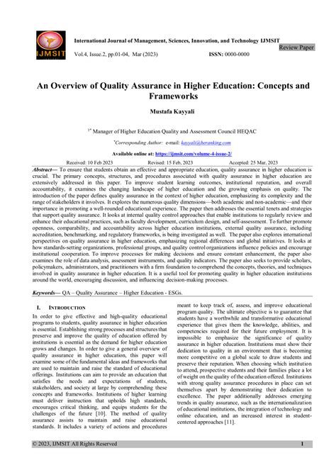Pdf An Overview Of Quality Assurance In Higher Education Concepts