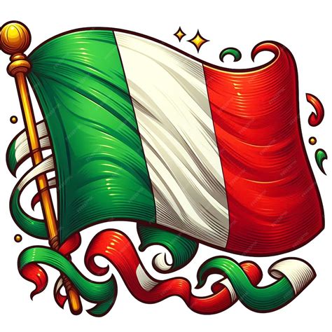 Dibujo De La Bandera De Italia Revoloteando En El Viento Generado Por