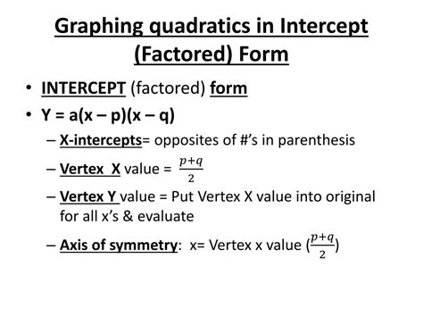 Ppt 4 2 A Graphing Quadratics In Vertex And Intercept Form Powerpoint Presentation Id 5633965