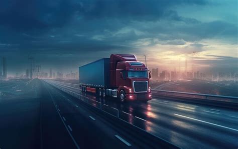 premium ai image highway hauling cargo truck in action generative ai