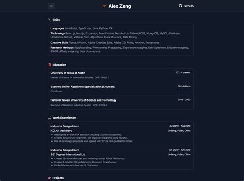 GitHub Zengjilie Resume