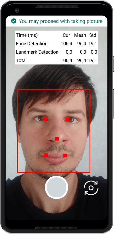 Android Face Detection Application Interface A Camera Preview With