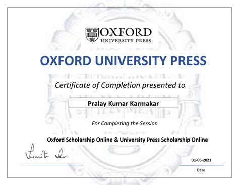 Oxford University Degree Certificate