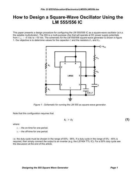 555 Square Wave Generator Schematic Circuit Diagram