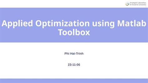 Applied Optimization In Matlab For Power System Pptx