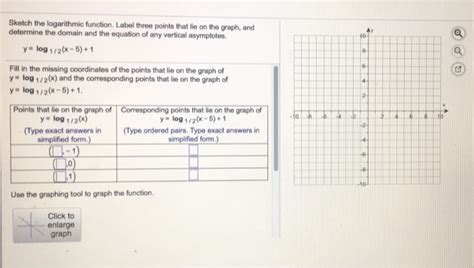 solved sketch the logarithmic function label three points