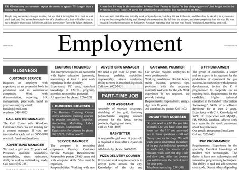 Job Advertisement Newspaper