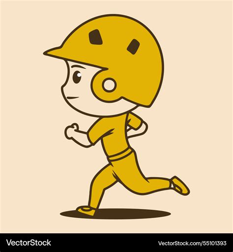 Baseball Chibi Character With Helm In Running Vector Image