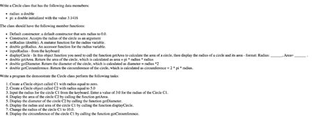 Solved Write A Circle Class That Has The Following Data