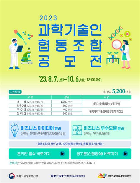 2023년 과학기술인 협동조합 공모전 비즈니스 아이디어우수모델 공모전 대외활동 링커리어