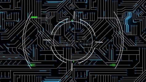 Animation Of Scope Scanning Over Computer Circuit Board Stock Video