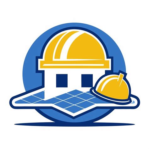 A Logo Combining A Construction Helmet Resting On Top Of A Blueprint To