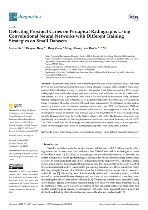 Pdf Detecting Proximal Caries On Periapical Radiographs Using Convolutional Neural Networks