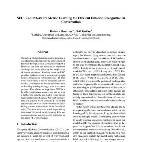 SEC Context Aware Metric Learning For Efficient Emotion Recognition In Conversation ACL Anthology