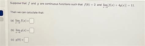 Solved Suppose That F And G Are Continuous Functions Such Chegg