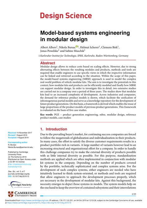 PDF Model Based Systems Engineering In Modular Design