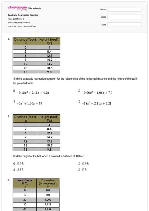 50 Regression Worksheets On Wayground Free And Printable