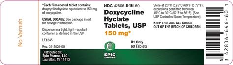 Ndc 42806 645 Doxycycline Hyclate Tablet Coated Oral