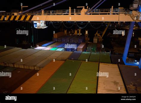 Container Ship In Port At Container Terminal Ships Of Container Ships Stand In Terminal Of Port