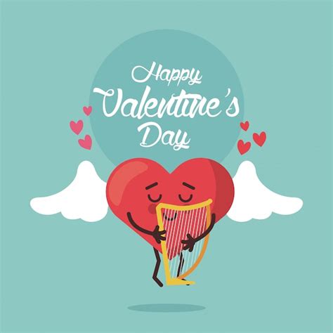 사랑 발렌타인 데이 만화 프리미엄 벡터