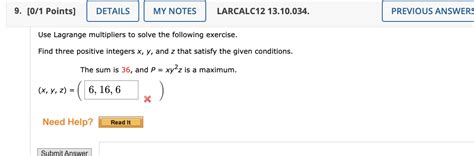 Solved Use Lagrange Multipliers To Find The Minimum Distance