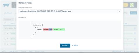 Forward Port Feature To See Difference When Rolling Back A Workload · Issue 4229 · Rancher