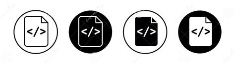 Html Script Icon Set Code Tag And Web Programming Vector Symbol In A
