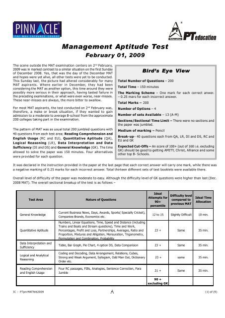 Management Aptitude Test Pt Education