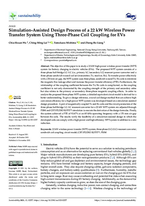 Pdf Simulation Assisted Design Process Of A 22 Kw Wireless Power Transfer System Using Three
