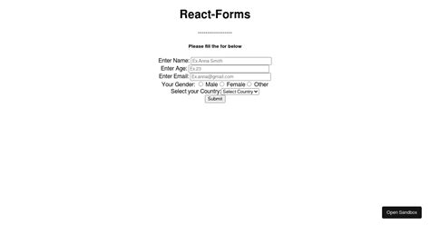 React Forms Assignment Codesandbox React Forms Assignment Codesandbox