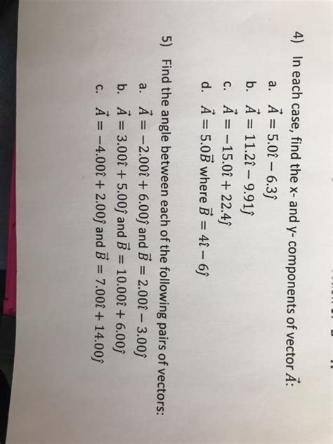 Solved 4 In Each Case Find The X And Y Components Of