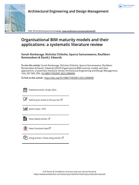 Organisational Bim Maturity Models And Their Applications A Systematic Literature Review Pdf