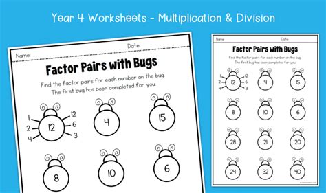 Year 4 Finding Factor Pairs Factor Bugs Worksheets Ks2