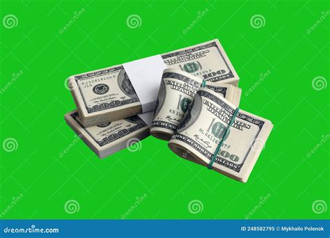 Bundle Of Us Dollar Bills Isolated On Chroma Keyer Green Pack Of