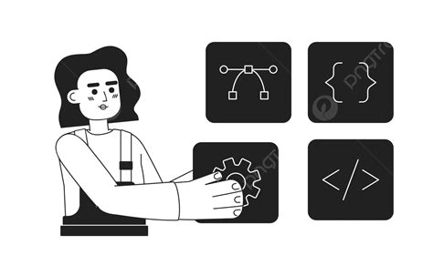 Black And White Vector Spot Illustration Of A Website Builder Concept