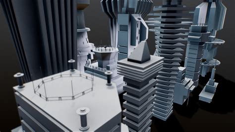 Sci Fi Kitbash Low Poly 13 Buildings 3d Model By Gilded 8 Gilded 8 [dc1f80d] Sketchfab